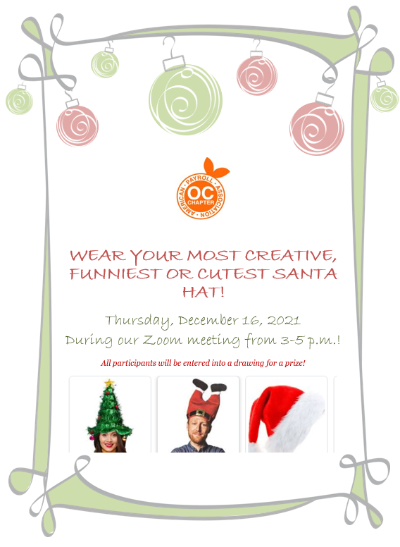 SANTA HAT CONTEST IN OUR DECEMBER ZOOM MEETING!!! Orange County Chapter ...